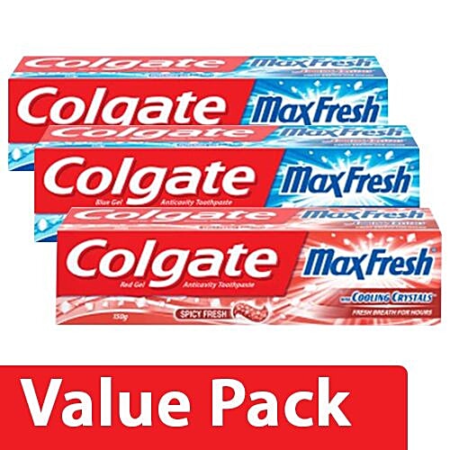 Buy Colgate Toothpaste - Maxfresh Blue Peppermint Gel 150Gx2 + Maxfresh ...