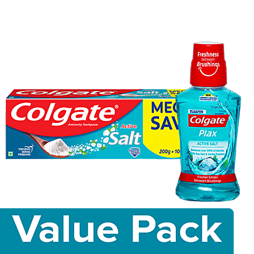 Buy Colgate Active Salt Toothpaste - Saver Pack 300 g + Mouthwash ...