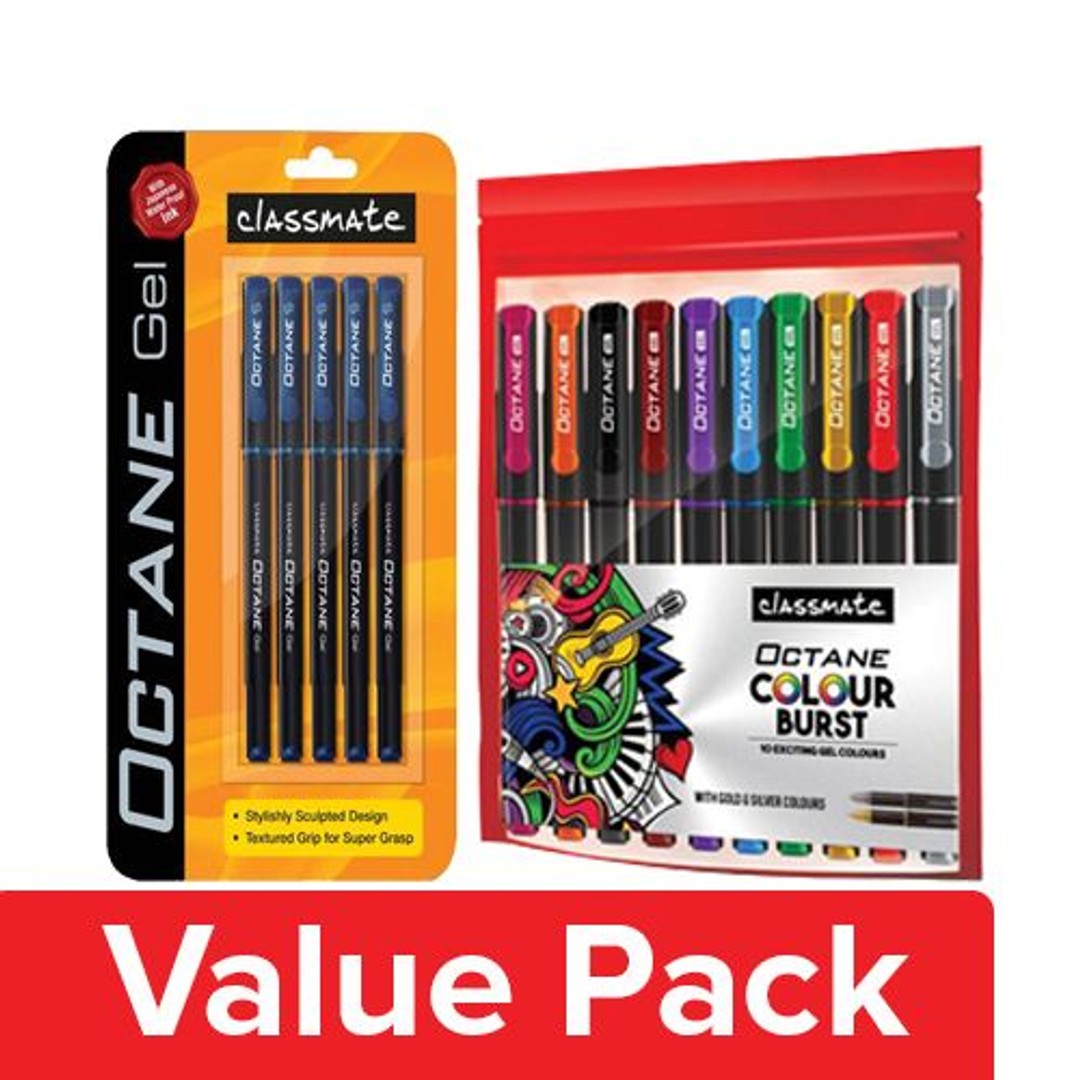 Buy Classmate Gel Pen Blue, Octane, Colour Burst 10pc + Gel Pen Blue ...