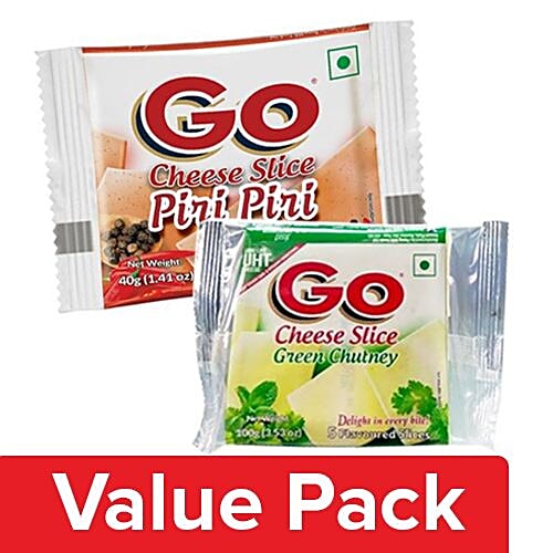 Buy Go Cheese Slice - Piri Piri 200G + Cheese Slice - Green Chutney ...