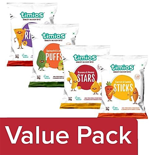 Buy Timios 100% Natural & Healthy Snacks - Rings + Puffs + Sticks ...