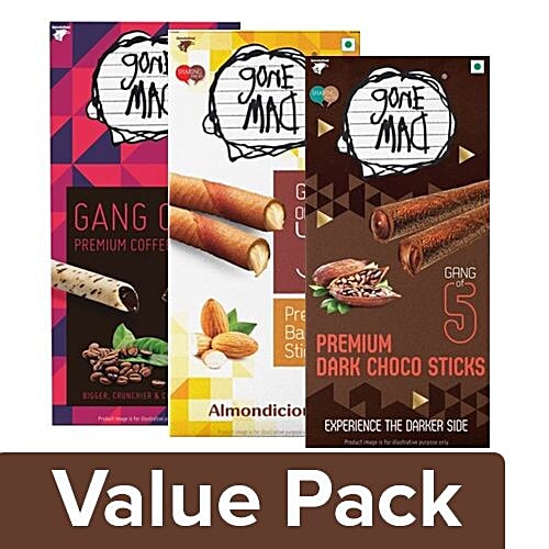 Buy Gone mad Coffee Sticks + Badam Sticks + Choco Stick, Dark (Premium ...