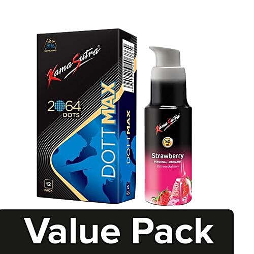 Buy KamaSutra Dott Max Condoms 12 pcs + Water Based Lubricant ...
