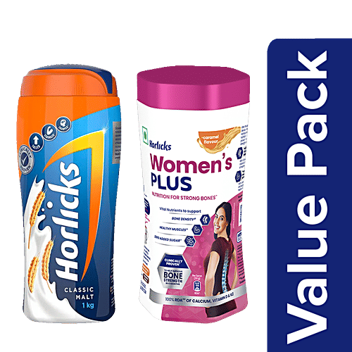 Buy Horlicks Nutrition - Classic Malt 1 Kg + Womens - Caramel Flavour ...