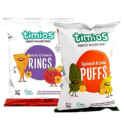 Buy Timios Snacks-Rings, Tomato & Cheese, 2+ Years + Puffs, Spinach ...