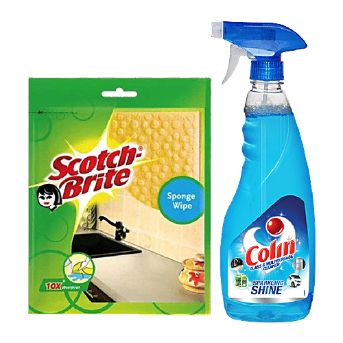 Buy bb Combo Colin Cleaner - Glass & Household 500 ml + Scotch Brite ...