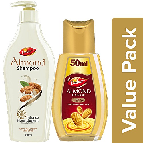 Buy Dabur Almond Hail Oil 200 ml (50ml Extra) + Almond Shampoo 350 ml ...