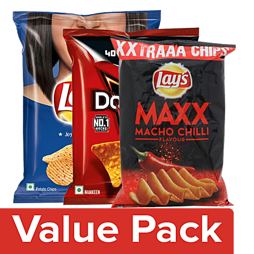 Buy bb Combo Lays Potato Chips Magic Masala 90g+Maxx Macho Chilli 57g ...