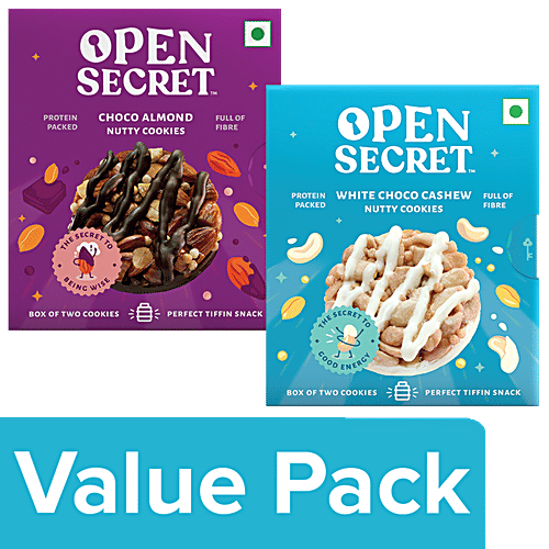 Buy Open Secret Nutty Cookies - Choco Almond + White Choco Cashew (2 ...