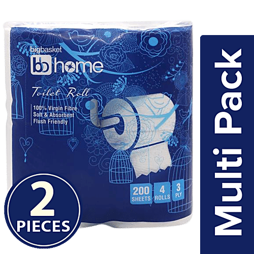 Buy BB Home Toilet Roll - 3 Ply, 100% Virgin Pulp Paper, Pack of 4 ...