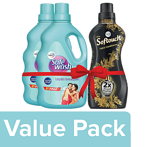 Buy Safewash Safewash Liquid Detergent 1kg (B1G1) + Softouch 2X Fabric ...