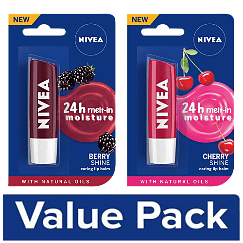 Buy NIVEA Lip Balms: Cherry Shine + Blackberry Shine - Soft Lips With ...