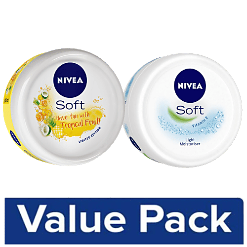 Buy NIVEA Soft Cream Combo: Original Light Moisturiser + Tropical Fruit ...