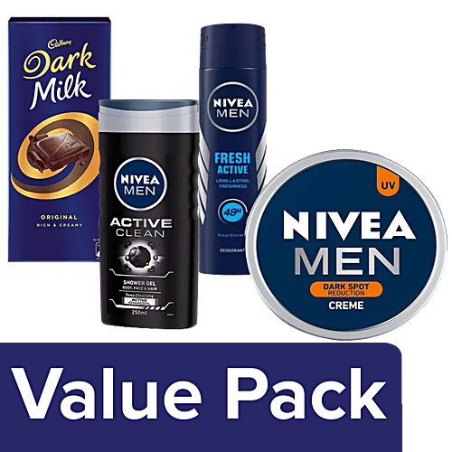 Buy bb Combo Nivea x Cadbury Valentines: Men Cream, Body Wash, Deodorant, Dark Milk Chocolate ...