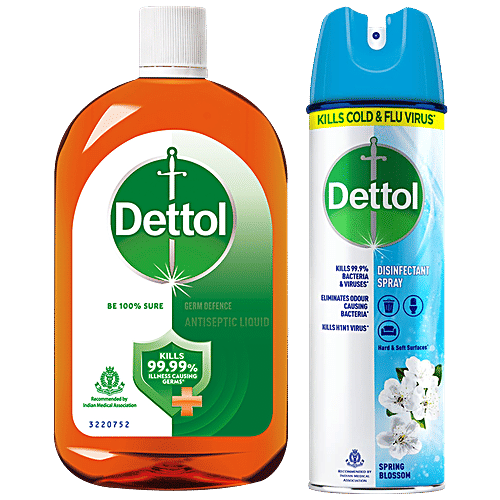 Buy Dettol Antiseptic Liquid 550 ml + Disinfectant Spray- Spring ...