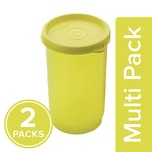 Buy Mastercook Premium Round Plastic Glass/Tumbler With Lid - Yellow ...