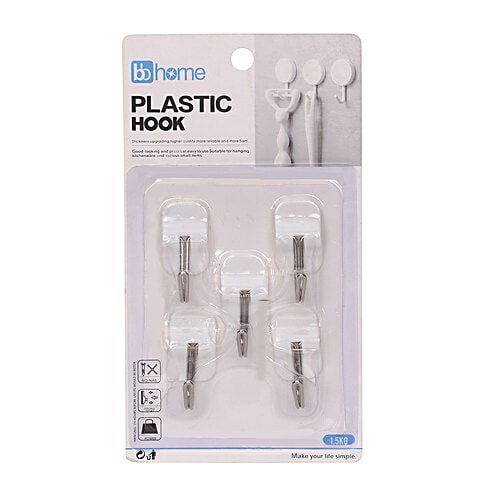 Buy bb home Plastic & Stainless Steel Hook - Self Adhesive/Stickable ...
