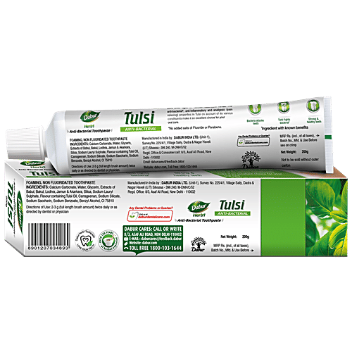 Buy Dabur Herb'l Tulsi Anti-Bacterial Toothpaste Online at Best Price ...