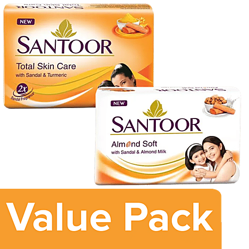 Buy Santoor Almond & Milk Soap 100 g + Sandal & Turmeric Soap 100 g ...