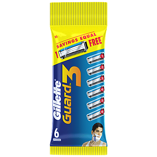 Buy Gillette Guard 3 Shaving Razor - Handle + Cartridge 1 Pc + Guard 3 ...