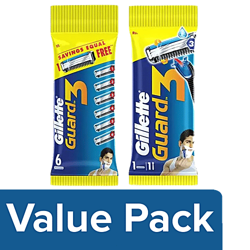 Buy Gillette Guard 3 Shaving Razor - Handle + Cartridge 1 Pc + Guard 3 ...