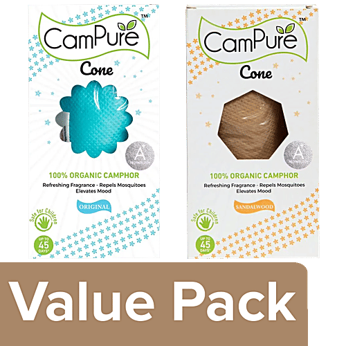 Buy Campure Cone - Original Camphor + Cone - Sandalwood & Camphor (Each ...