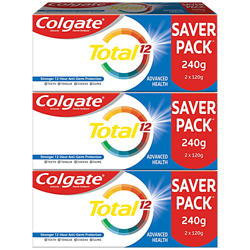 Buy Colgate Whole Mouth Health, Antibacterial Toothpaste, 120gm + 120gm ...