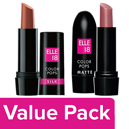 Buy Elle 18 Colour Pops Silk Lipstick 4.3 g B41 + Colour Pop Matte Lip Colour 4.3 g Mauve Dat ...