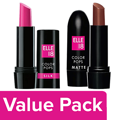 Buy Elle 18 Color Pops Silk + Matte Lipstick 4.3 g - P23 & Belgian Brown Online at Best Price of ...