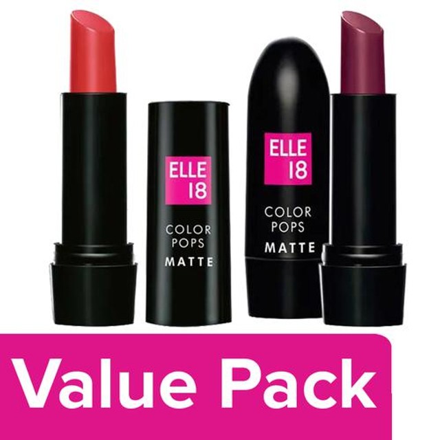 Buy Elle 18 Color Pop Matte Lip Colour - Berry Dance + Pink Curve (4.3 g) Online at Best Price ...