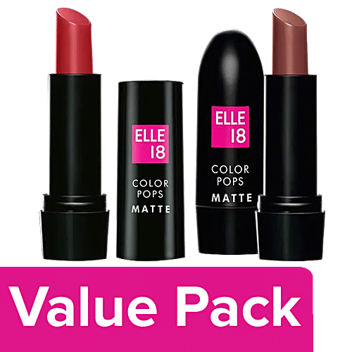 Buy Elle 18 Color Pops Matte Lip Colour - Chocolate Day + Red Spin, 4.3g Online at Best Price of ...