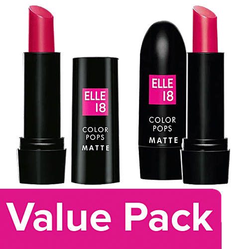 Buy Elle 18 Color Pops Matte Lip Colour - Deep Pink + Red Wave, 4.3g Online at Best Price of Rs ...