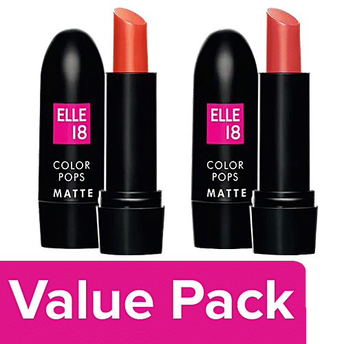 Buy Elle 18 Color Pops Matte Lip Colour - Coral Dose + Rust Rag, 4.3 g Online at Best Price of ...