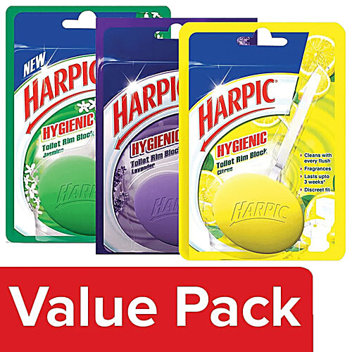 Buy Harpic Hygienic Toilet Cleaner Rim Block, Lavender 26 g + Jasmine ...