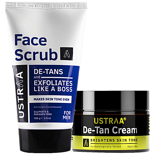 Buy Ustraa De-Tan Cream For Men 50 g + Face Scrub De-Tan With Walnut ...