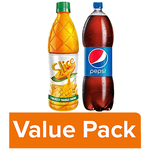 Buy Combo Slice Thickest Mango Drink, 600 ml + Pepsi Soft Drink, 1.5 L ...