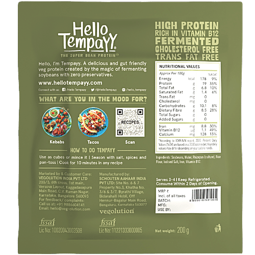 Buy Hello Tempayy Soyabean Tempeh Cubes - Natural, Pack Of 3 Online at ...