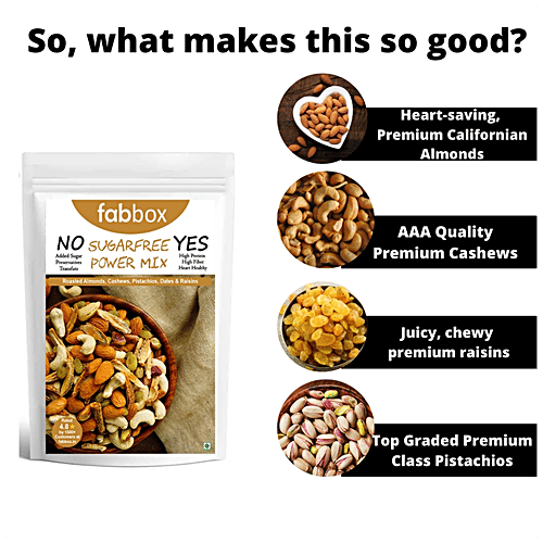 Buy Fabbox Sugarfree Power Mix - Raw, Almonds, Cashews, Raisins ...