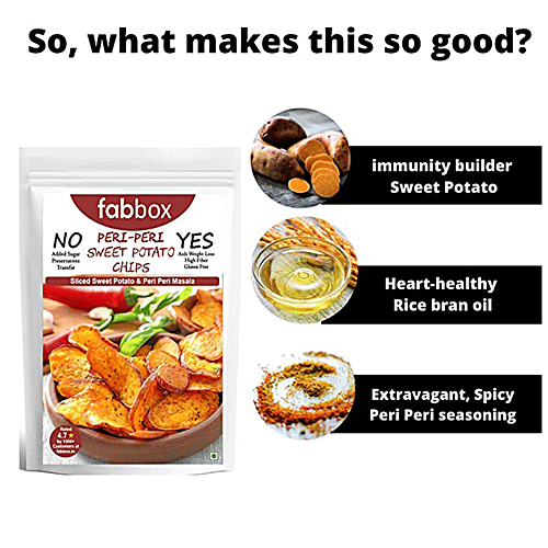 Buy Fabbox Sweet Potato Chips - Peri Peri Flavour, Healthy, Gluten-Free ...
