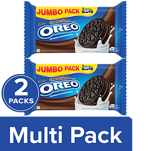 Buy Cadbury Oreo Chocolate Flavour Cream Sandwich Biscuit, Jumbo Pack ...