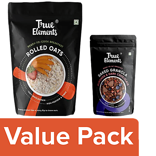 Buy True Elements Rolled Oats - Gluten Free 1 Kg + Baked Granola ...