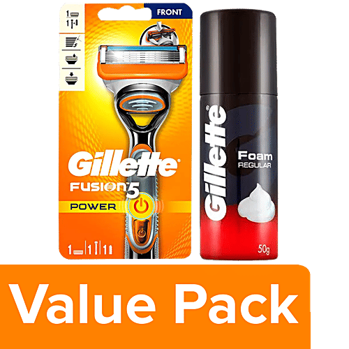 Buy Gillette Fusion 5 Power Shaving Razor 1 pc + Pre Shave Foam ...