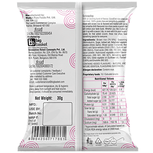 Buy GoodDiet Brown Rice Chips With Flax Seeds - Siracha, Guilt-Free ...
