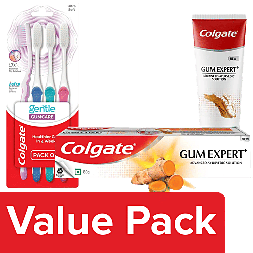 Buy Colgate Gentle Gumcare Toothbrush 4 pcs + Gum Expert Toothpaste 80 ...