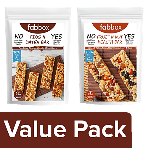 Buy Fabbox Health Bar - Figs & Dates, Rich In Fibre 60g + Fruit & Nut ...