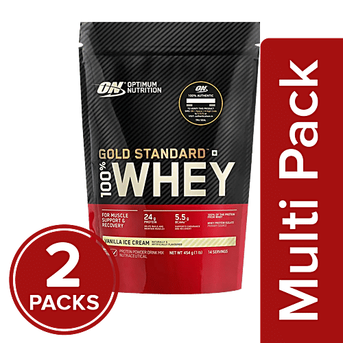 Buy Optimum Nutrition Gold Standard 100% Whey Protein Powder - Vanilla Ice cream, For Muscle ...