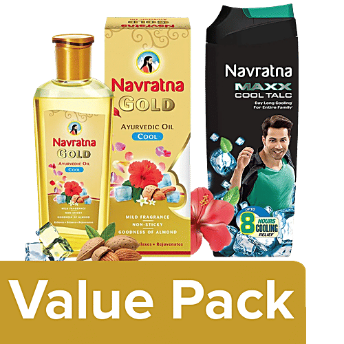 Buy Navratna Gold Ayurvedic Cool Hair Oil 500 ml + Maxx Cool Talc 400 g ...