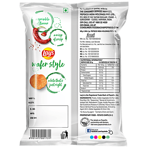 Buy Lays Potato Chips Wafer Style - Sundried Chilli Flavour Online at ...
