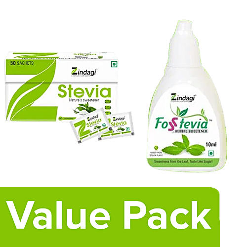 Buy Zindagi Fosstevia Herbal Sweetner Drops 10 ml Bottle + Stevia ...
