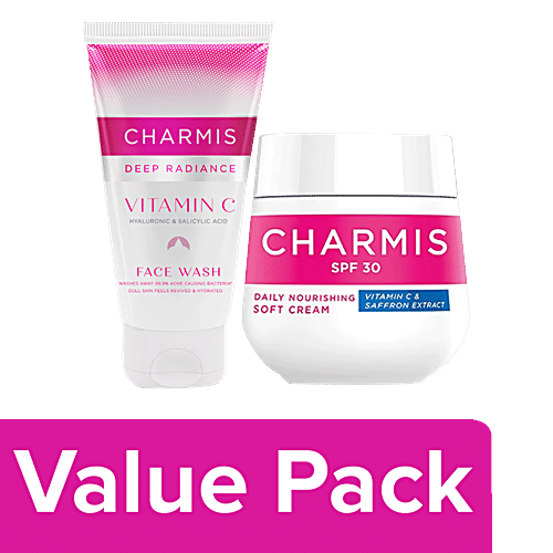 Buy Charmis Glow Combo-Vitamin C Facewash & Soft Cream With Saffron ...